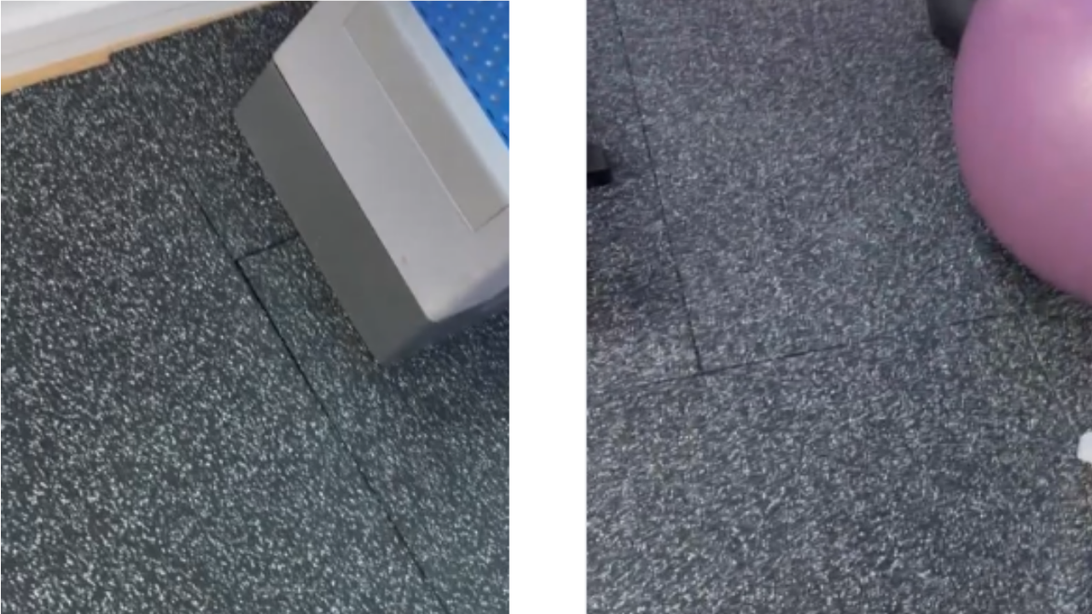 David S's Sleek Home Gym with Seahawk Gym Tiles