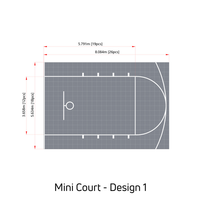Basketball Court Flooring - Mini Court | Includes Court Markings | Per