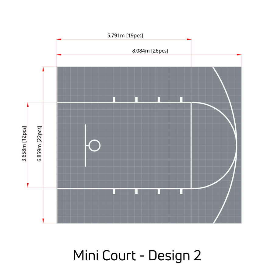 Basketball Court Flooring - Mini Court | Includes Court Markings | Per