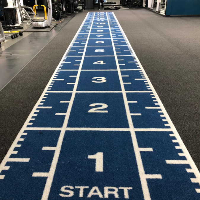 Sprung Premium Sprint Track Flooring with Full Markings