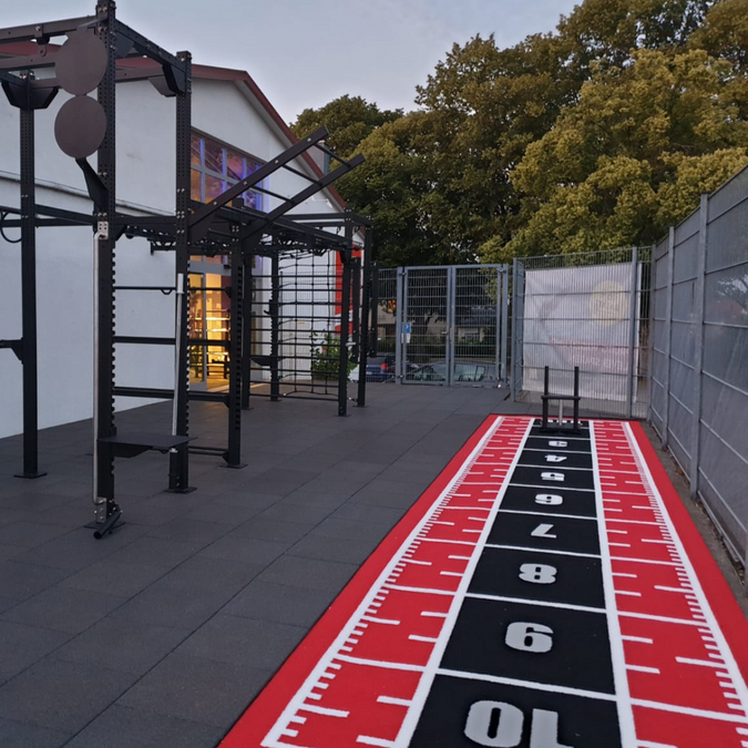 Sprung Premium Sprint Track Flooring with Full Markings