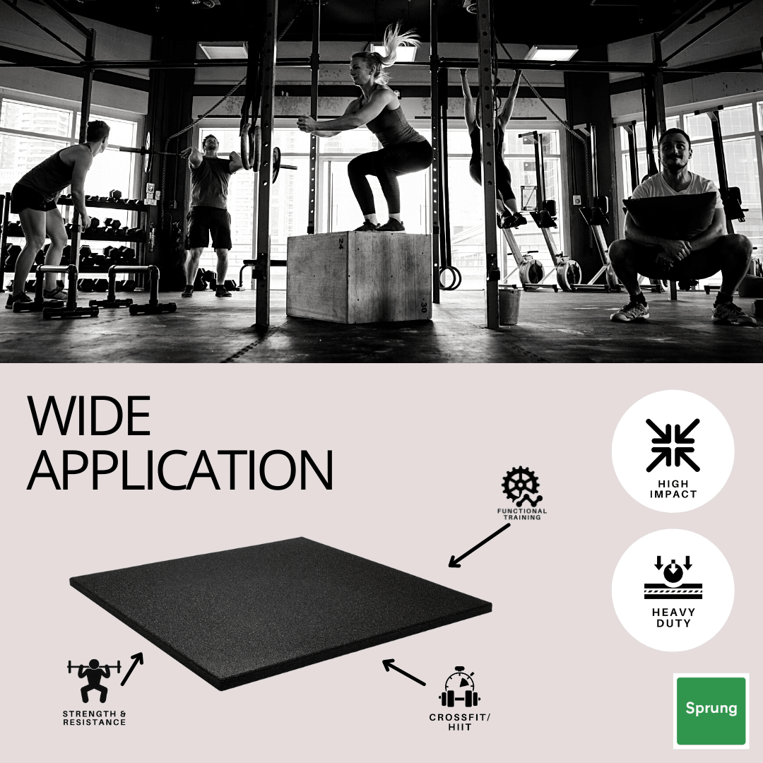 43MM PRO Rubber AntiShock Gym Flooring Tile – Sprung Gym Flooring