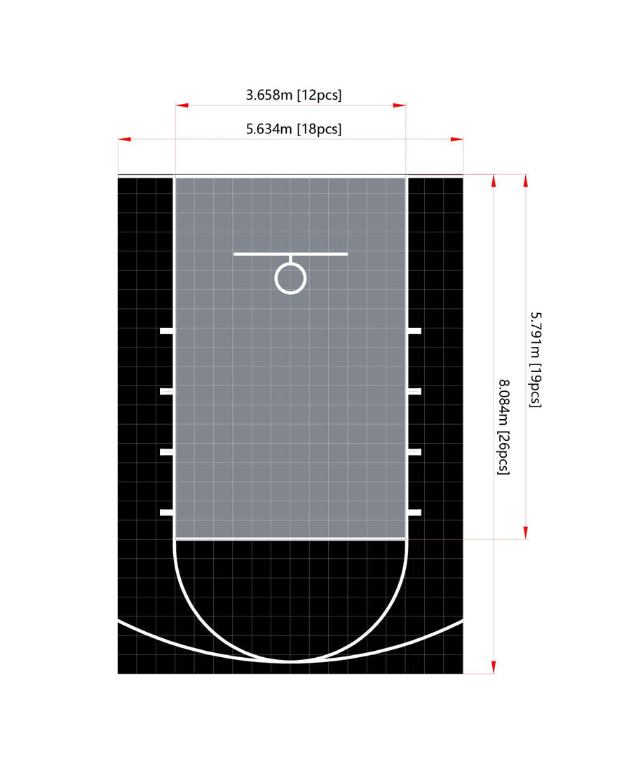 Basketball Court Flooring - Mini Court | Includes Court Markings | Per